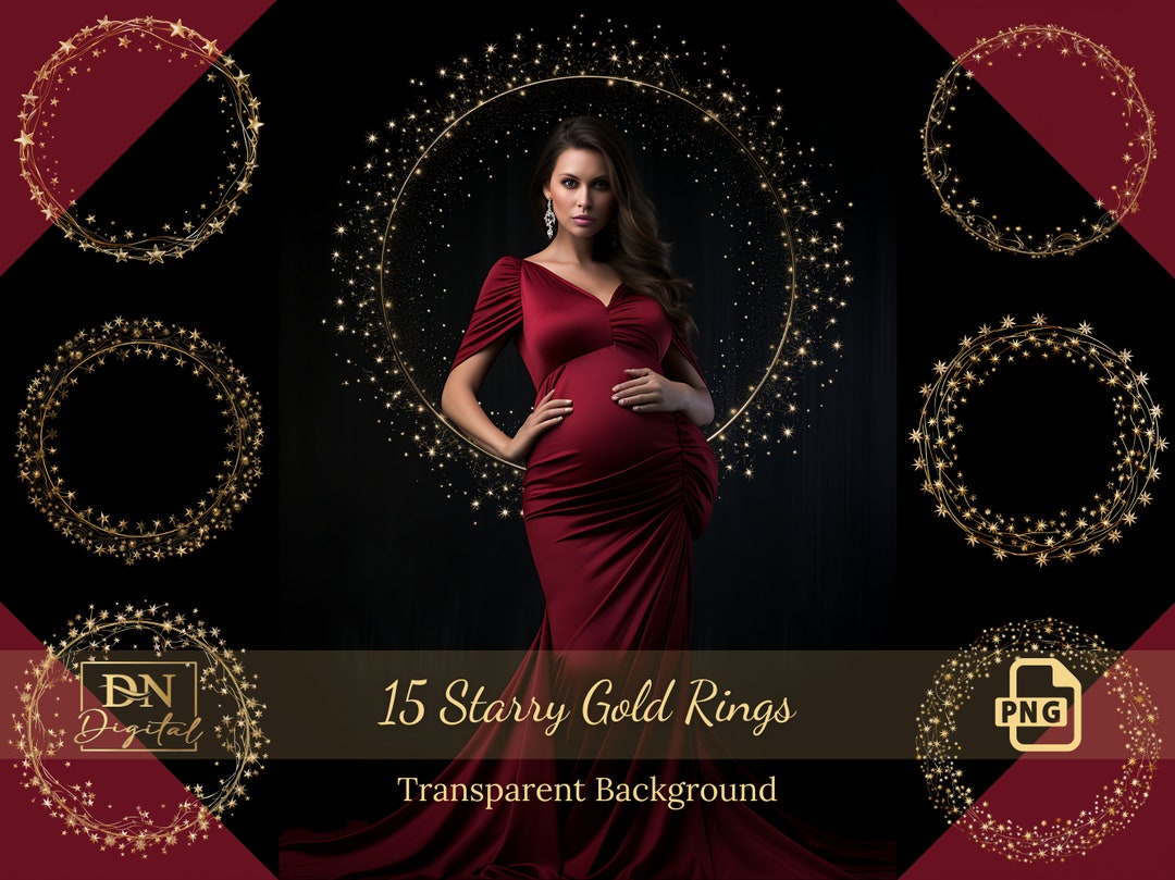 15 Starry Gold Rings Overlay/clipart Collection Maternity Canva ...