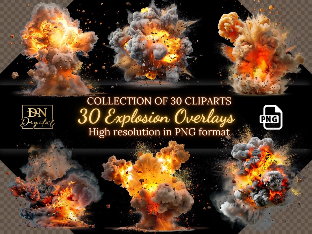 30 Explosion Overlays/clipart Collection • Vibrant Explosions for ...
