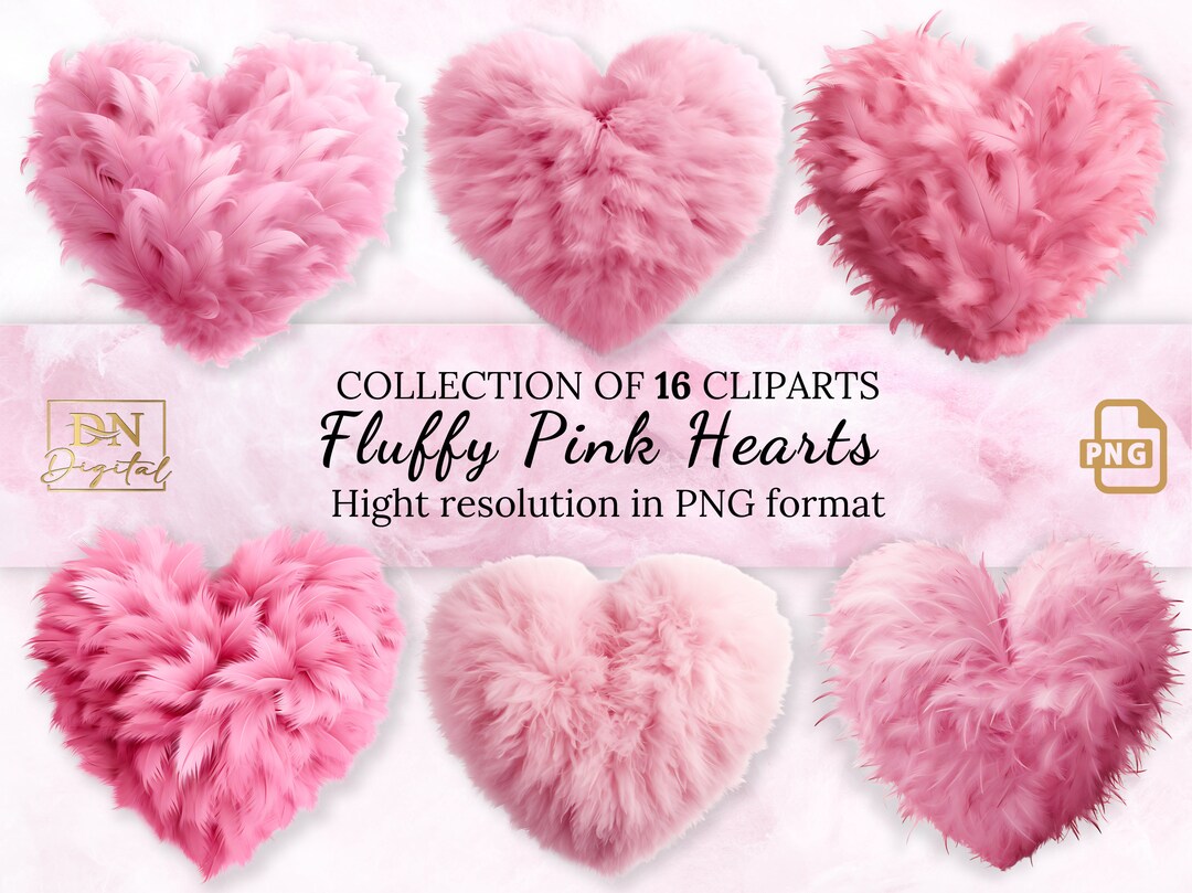 Fluffy Pink Hearts Clipart Collection With Free Commercial License ...