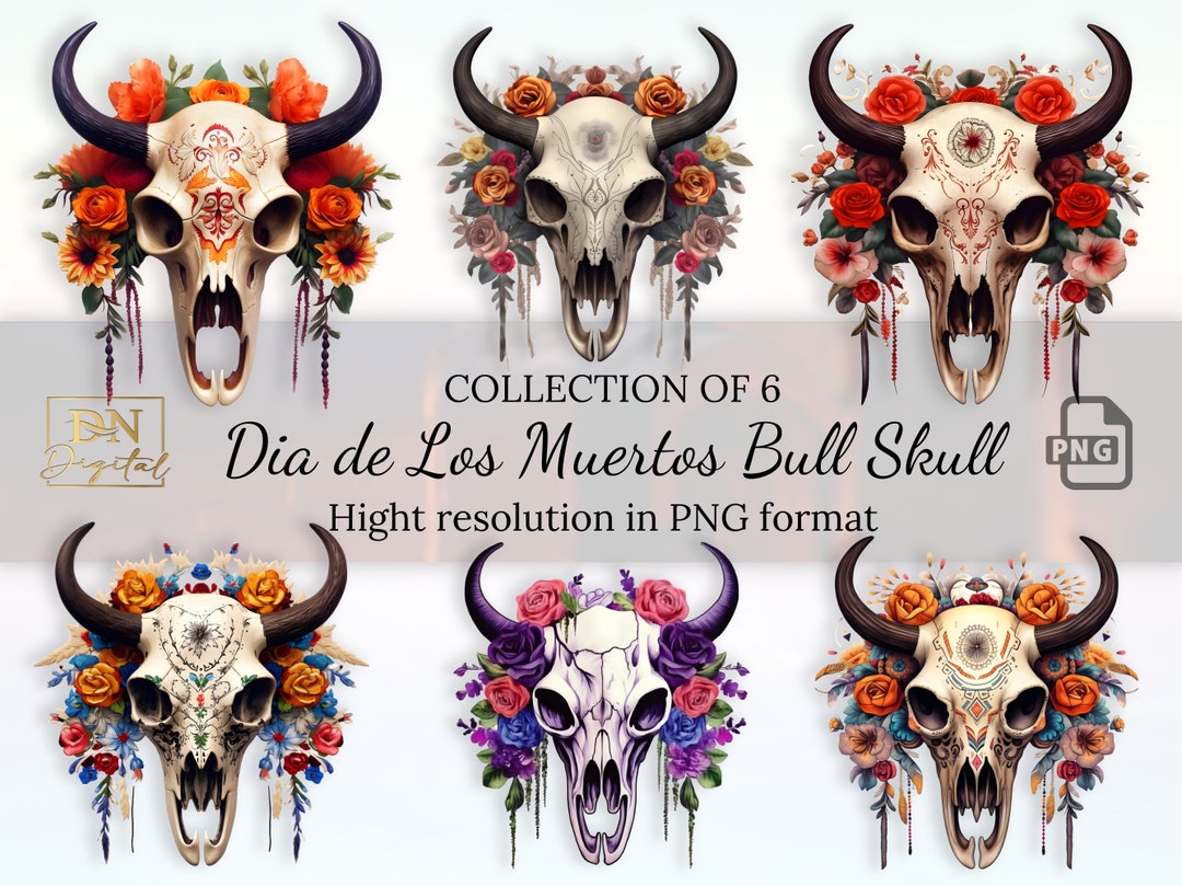 El Dia De Los Muertos Bull Skull Clipart Collection With Free ...