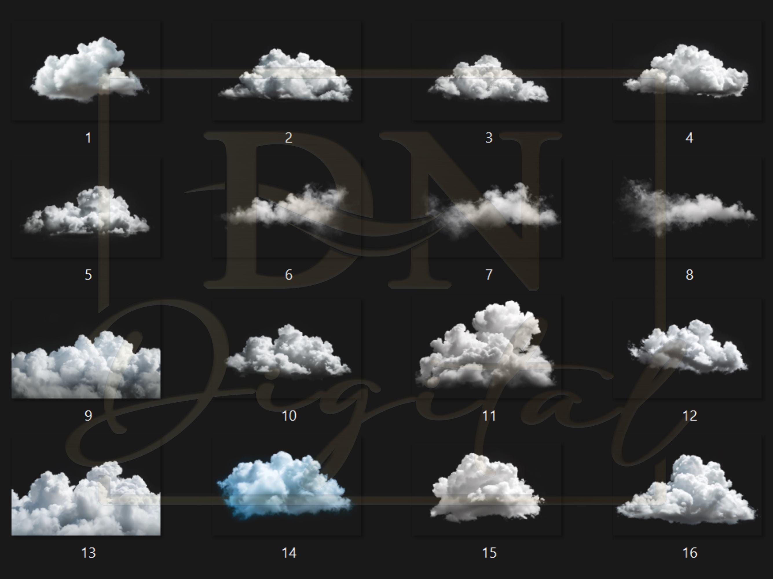 50 Clouds Overlays Clipart Collection • High-resolution Transparent ...