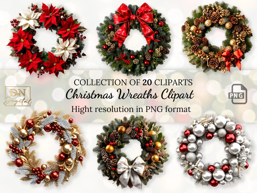 Christmas Wreaths Clipart Collection • Christmas Decoration PNG Photo ...