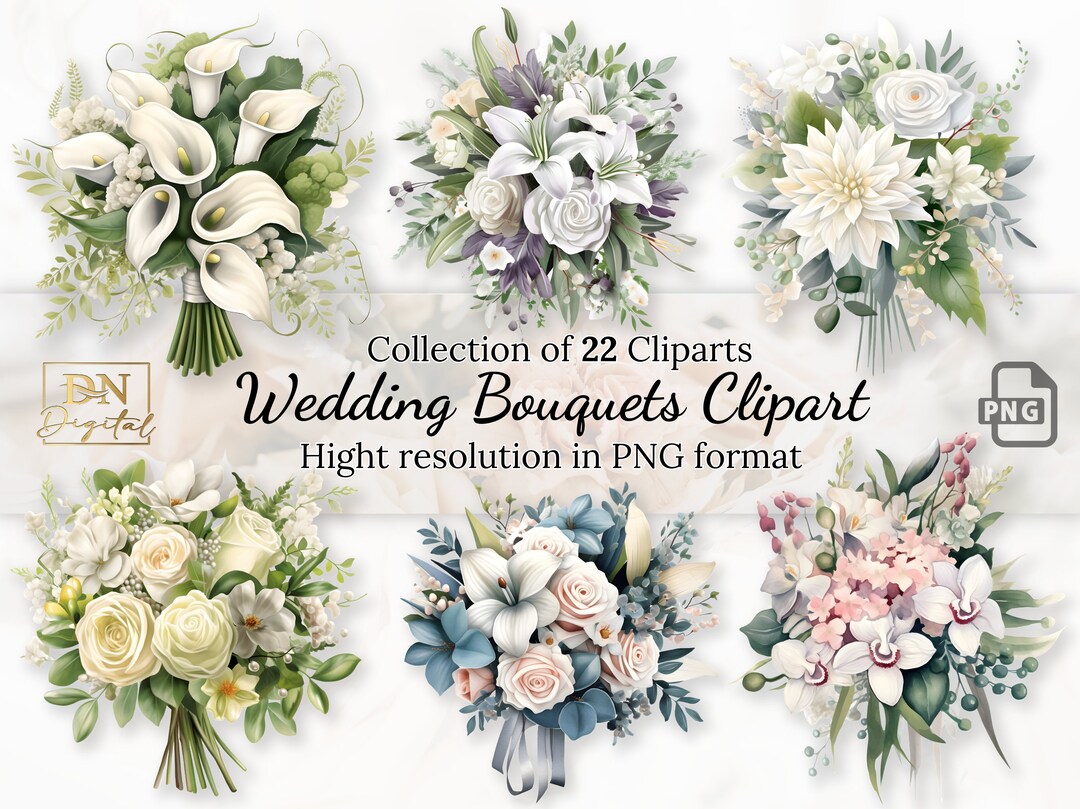 22 Wedding Bouquets Clipart Collection With Free Commercial License ...