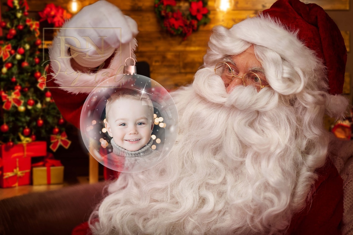 Santa Photoshop Template Santa's Christmas Tree Ornament - Etsy