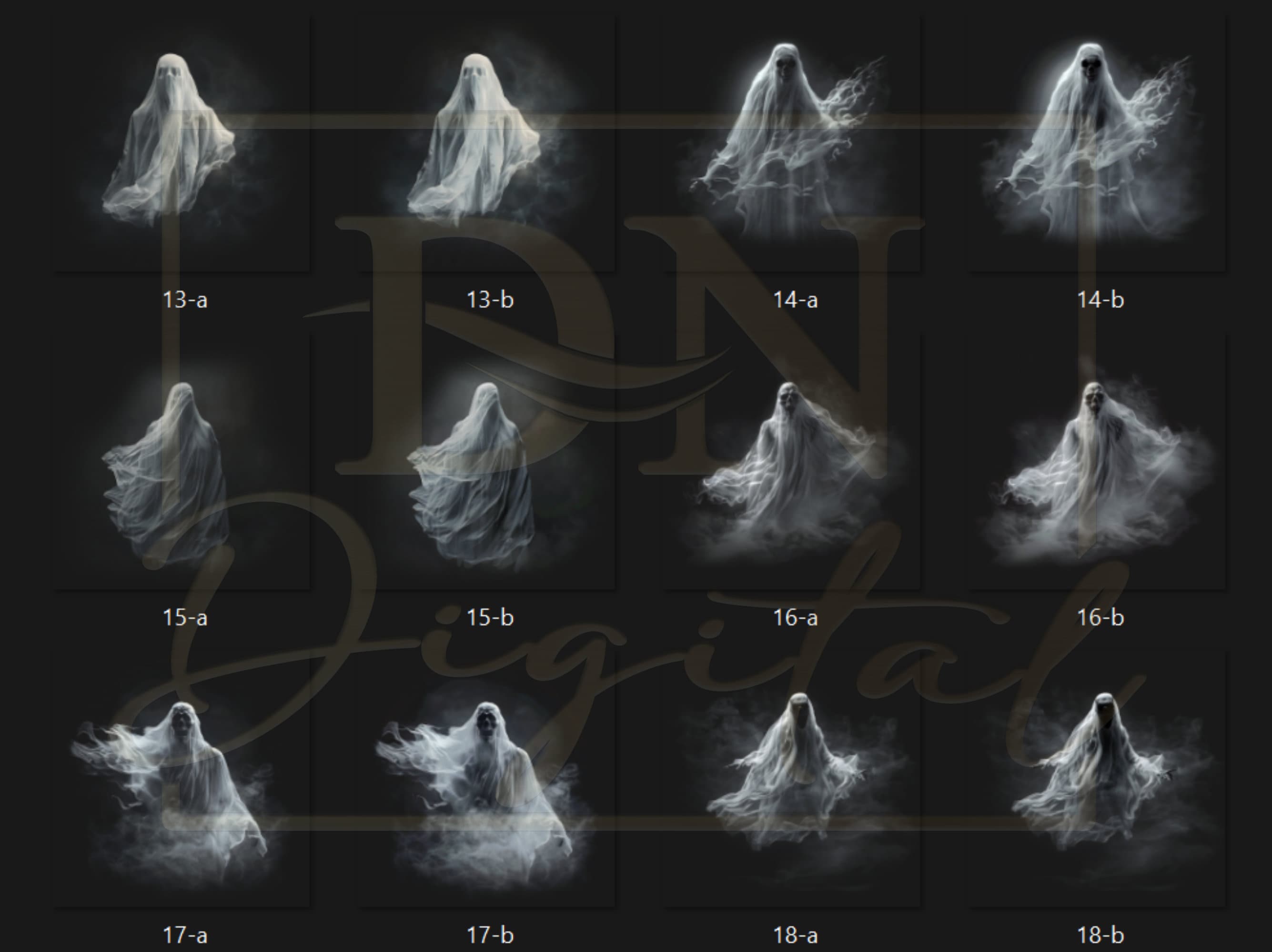 48 Paranormal Entities Overlays Clipart Collection • Spooky Graphics ...
