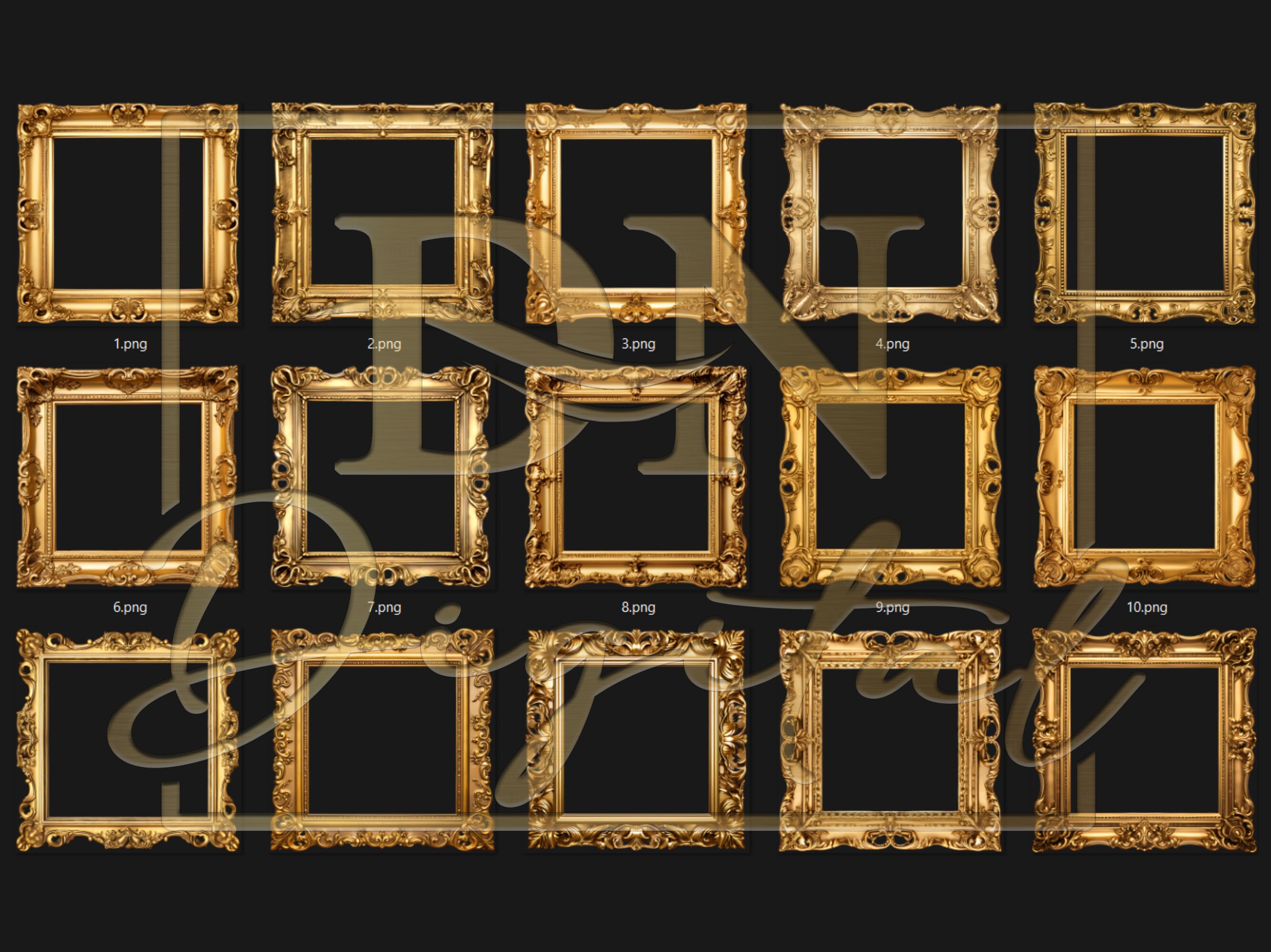 Antique Square Gold Frames Clipart Collection With Free - Etsy