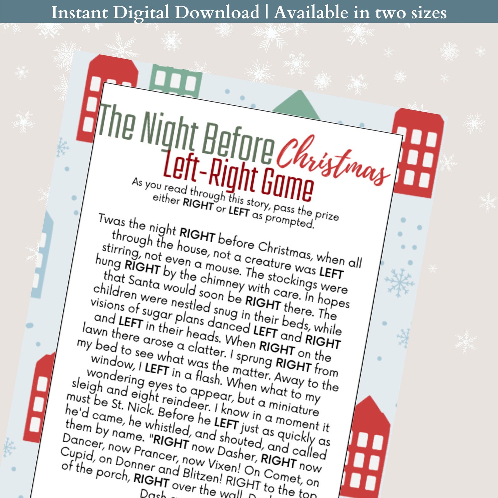 Left Right Game Pass the Parcel Christmas Eve Icebreaker - Etsy