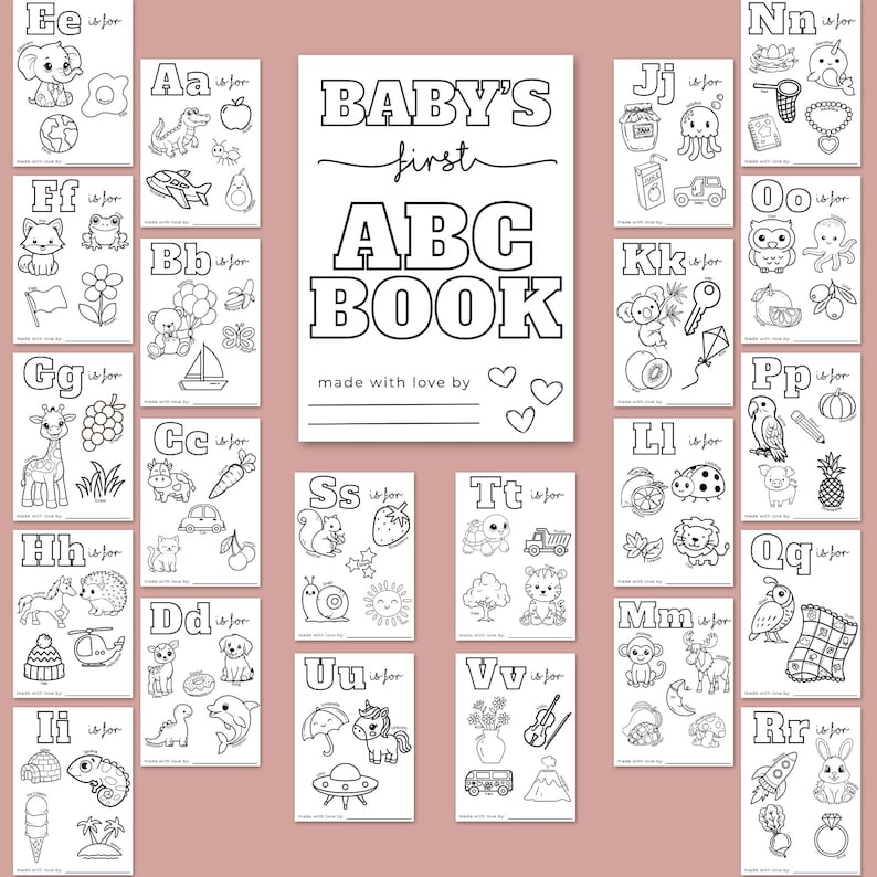 ABC Baby Shower Colouring Book, Baby's First ABC Book, Baby Alphabet ...