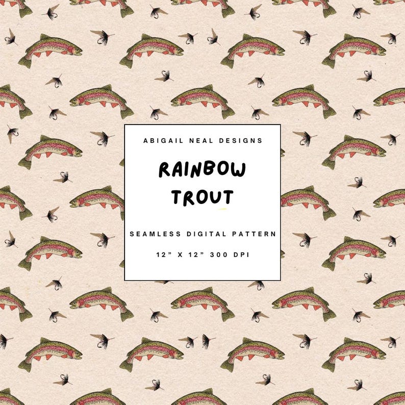 Rainbow Trout Seamless Pattern – Colorful Fishing Print (digital ...