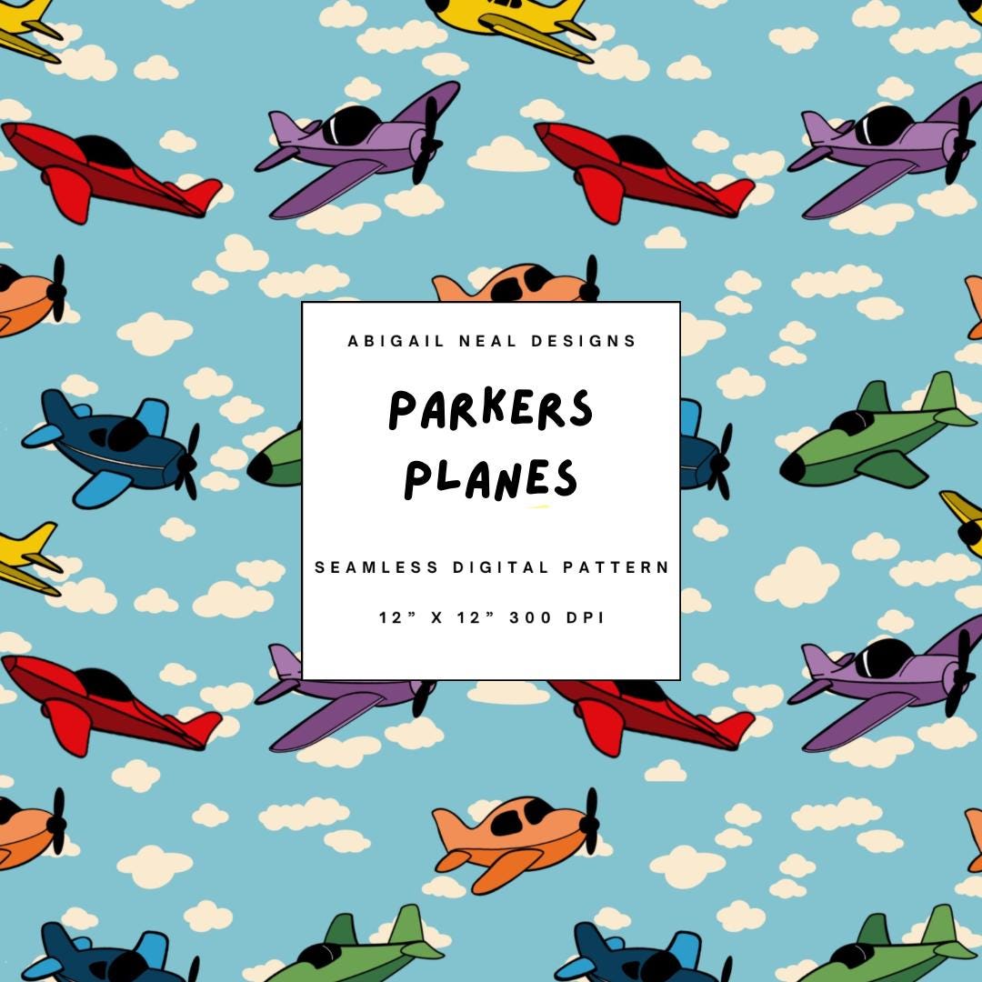 Cartoon Airplane Seamless Pattern – Kids Aviation Fabric Print (digital ...