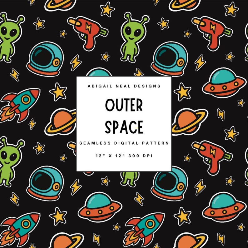 Outer Space Seamless Pattern for Kids – Digital Download | Rockets ...