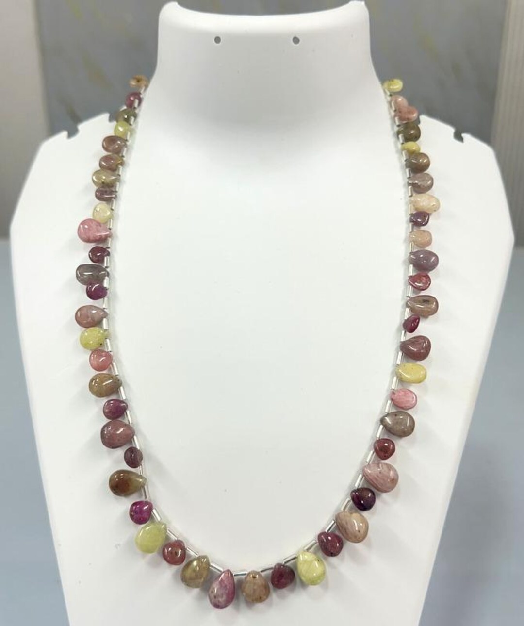 Manak and Sapphire Pear Shape With Metal Lock Strand 7mm to 12mm One ...