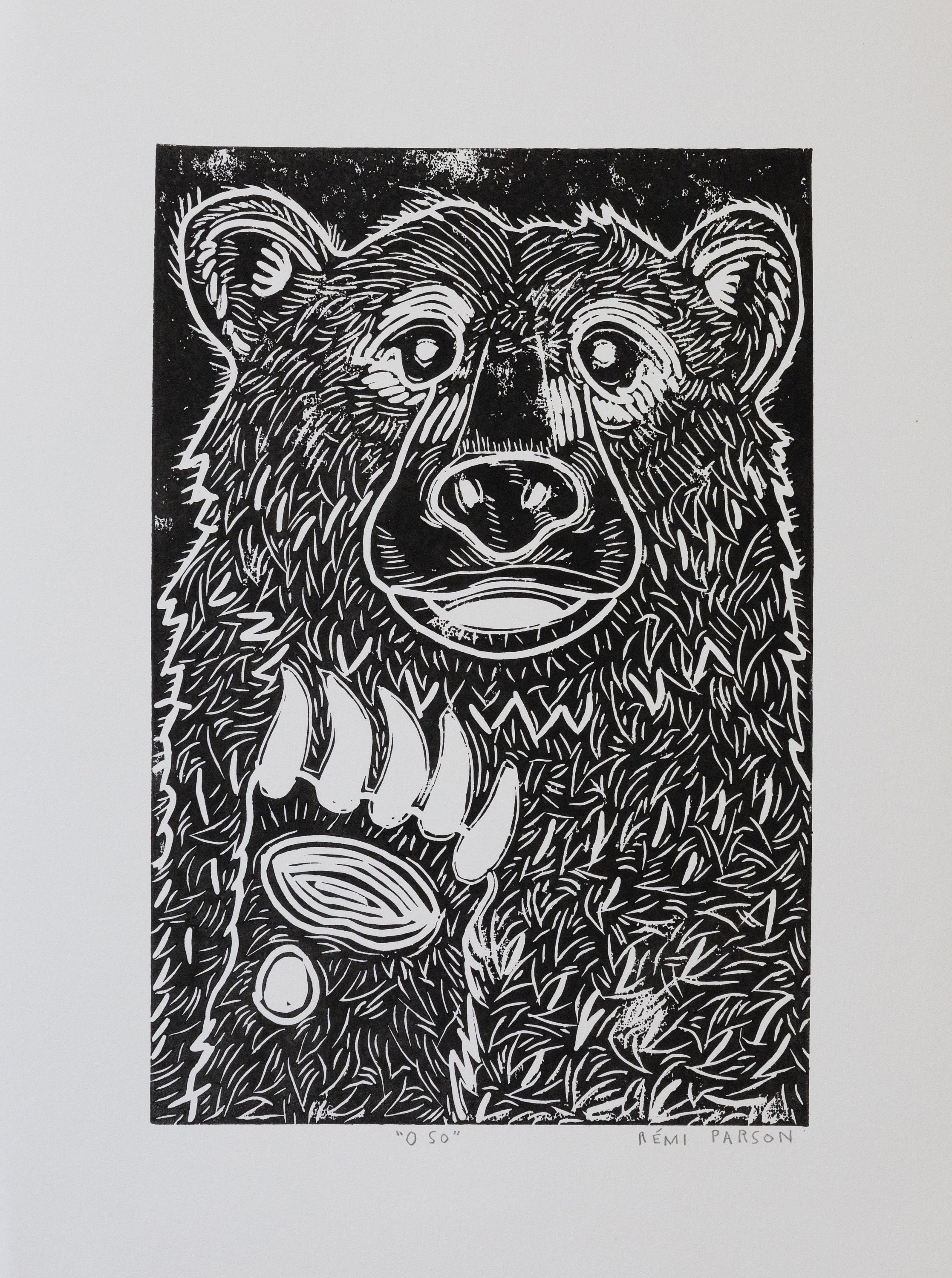 Oso the Bear Handmade Relief Block Printing Linocut Poster (A3) - Etsy