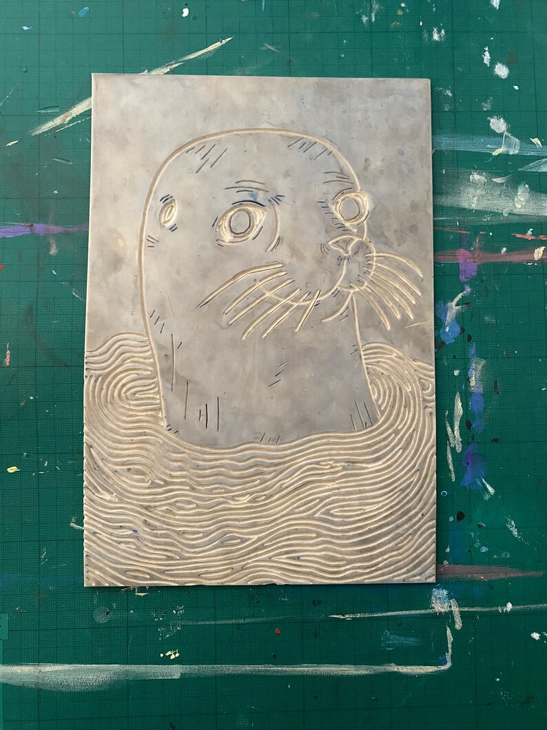 Bibi the Seal Handmade Relief Block Printing Linocut Poster (A3) - Etsy