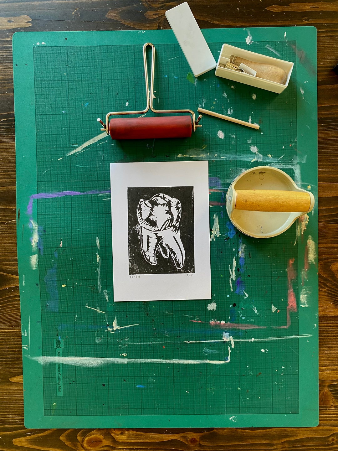 Tooth Handmade Relief Block Printing Linocut Print (A5) - Etsy