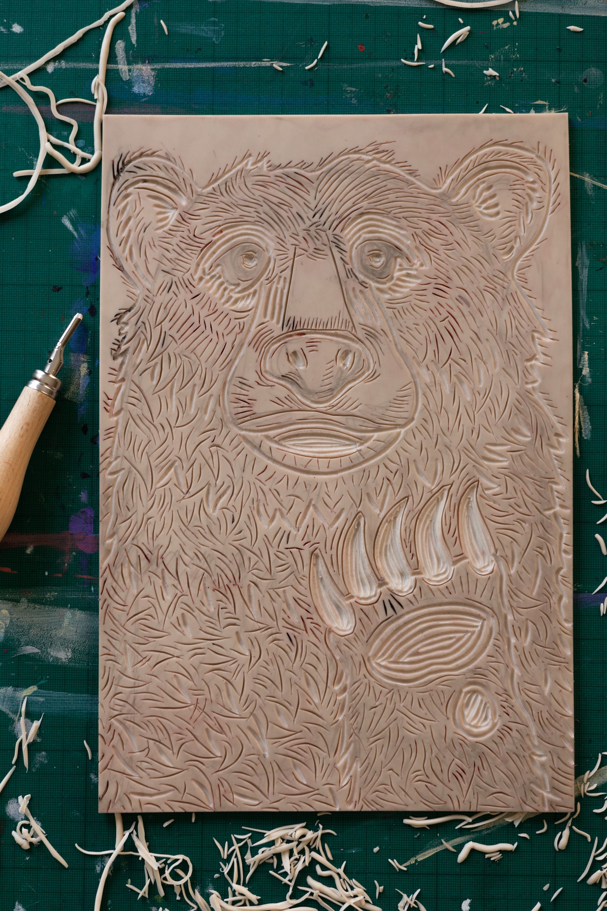 Oso the Bear Handmade Relief Block Printing Linocut Print Poster A3 - Etsy