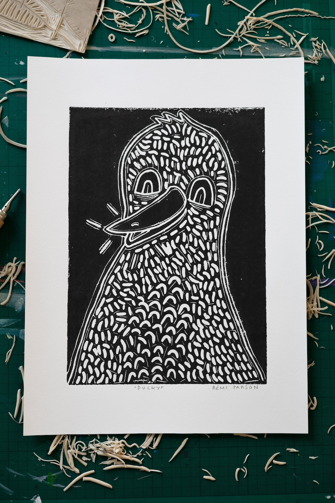 Ducky the Duck Handmade Relief Block Printing Linocut Poster (A3) - Etsy