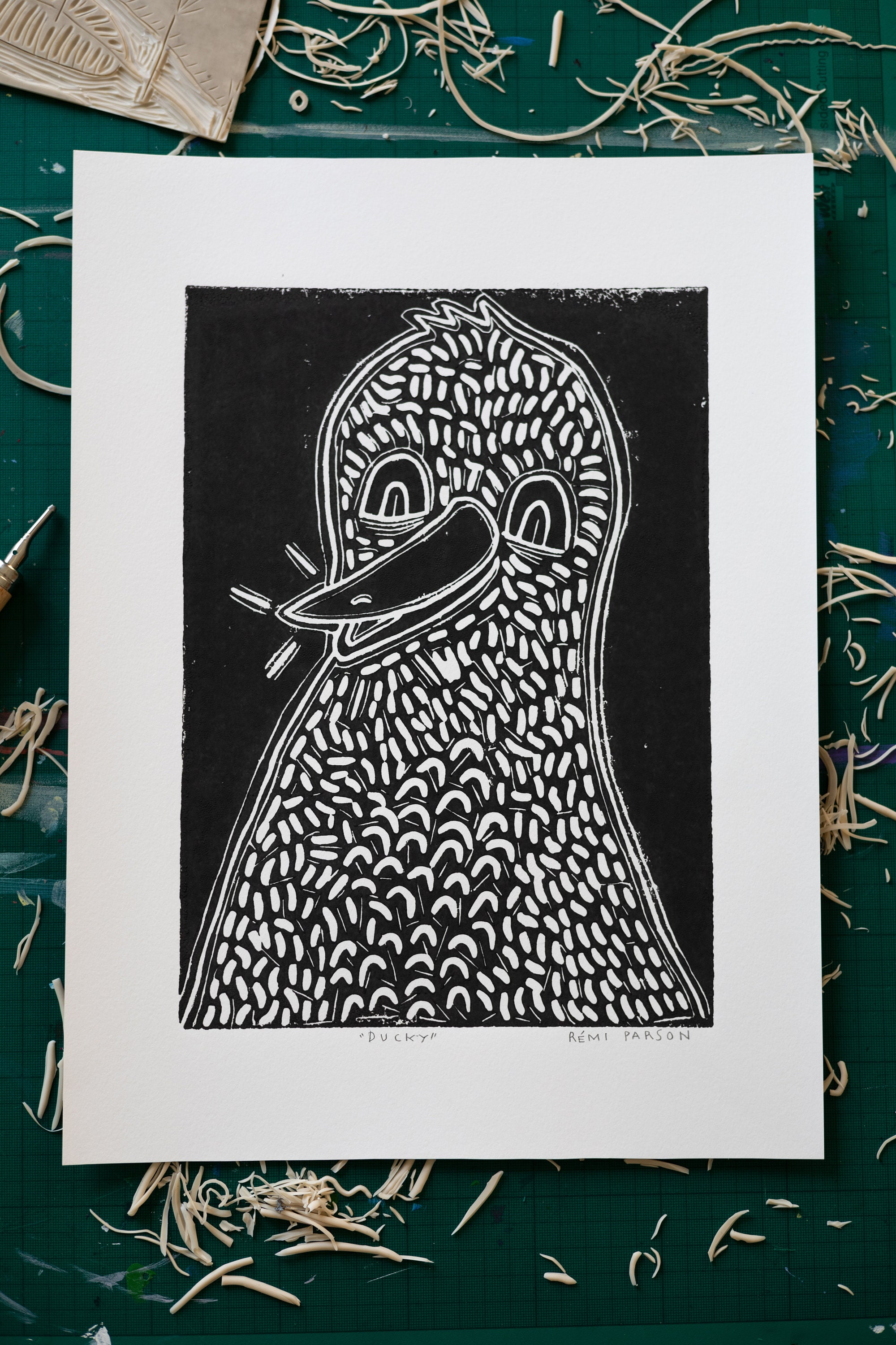 Ducky the Duck Handmade Relief Block Printing Linocut Poster (A3) - Etsy