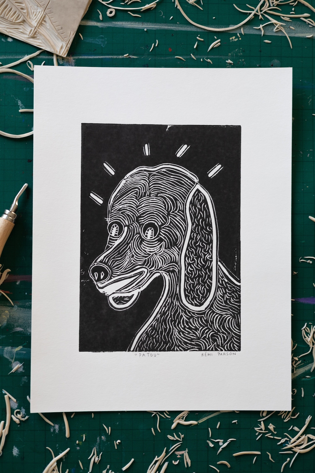 Patou the Dog Linocut Print 24 X 32 Cm - Etsy