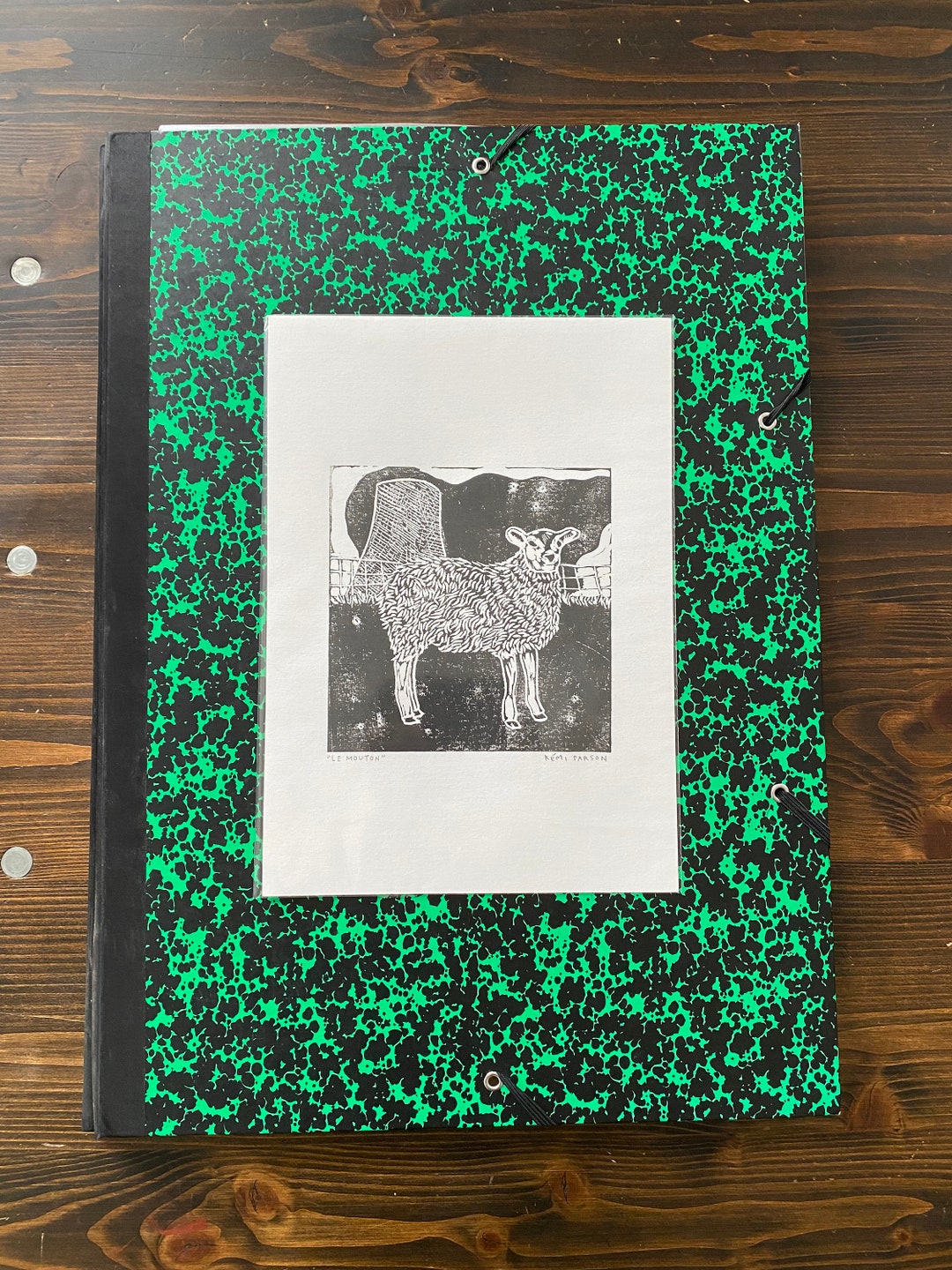 Le Mouton Sheep Handmade Relief Block Printing Linocut Print Poster (A4 ...