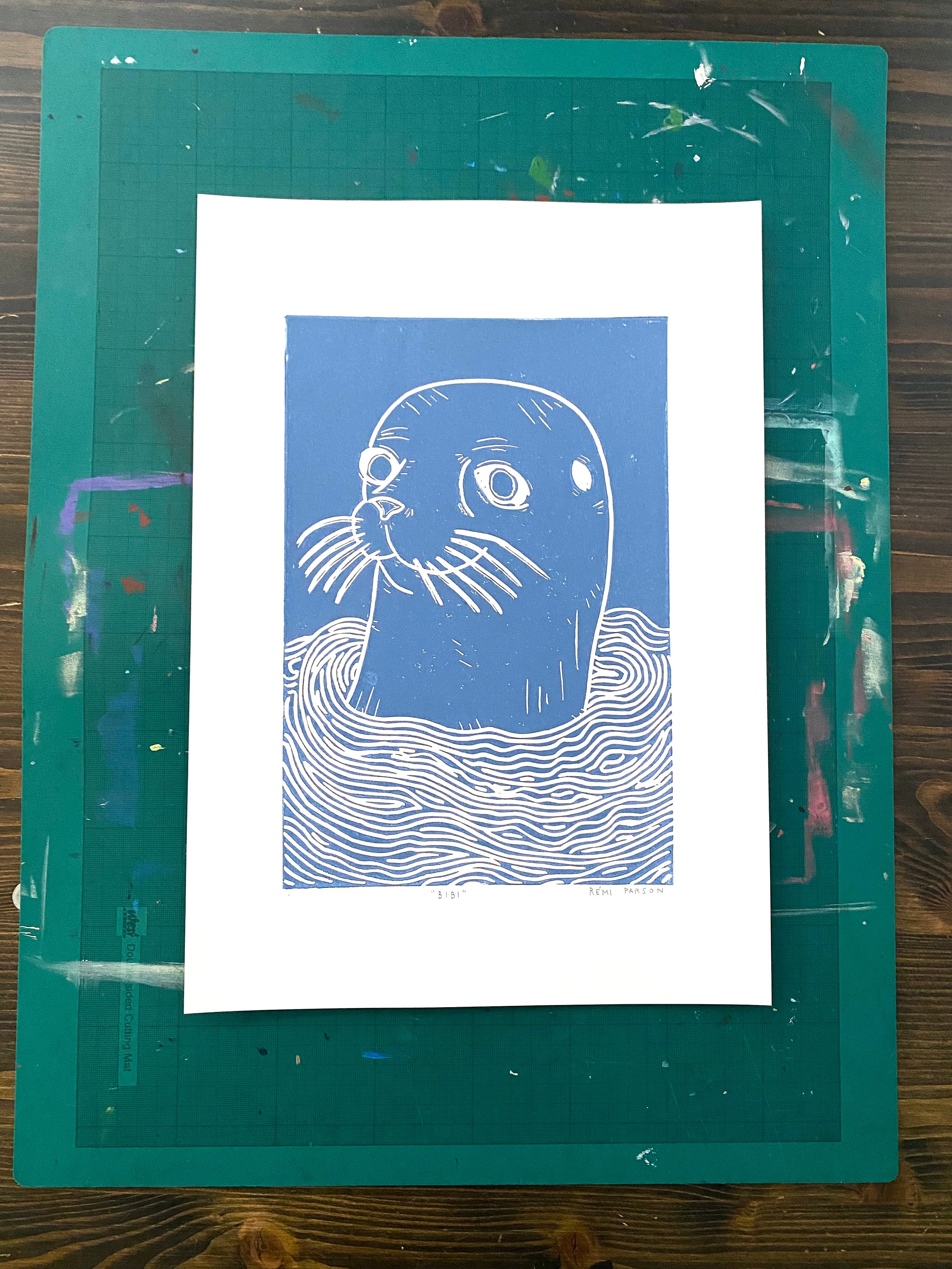 Bibi the Seal Handmade Relief Block Printing Linocut Poster (A3) - Etsy
