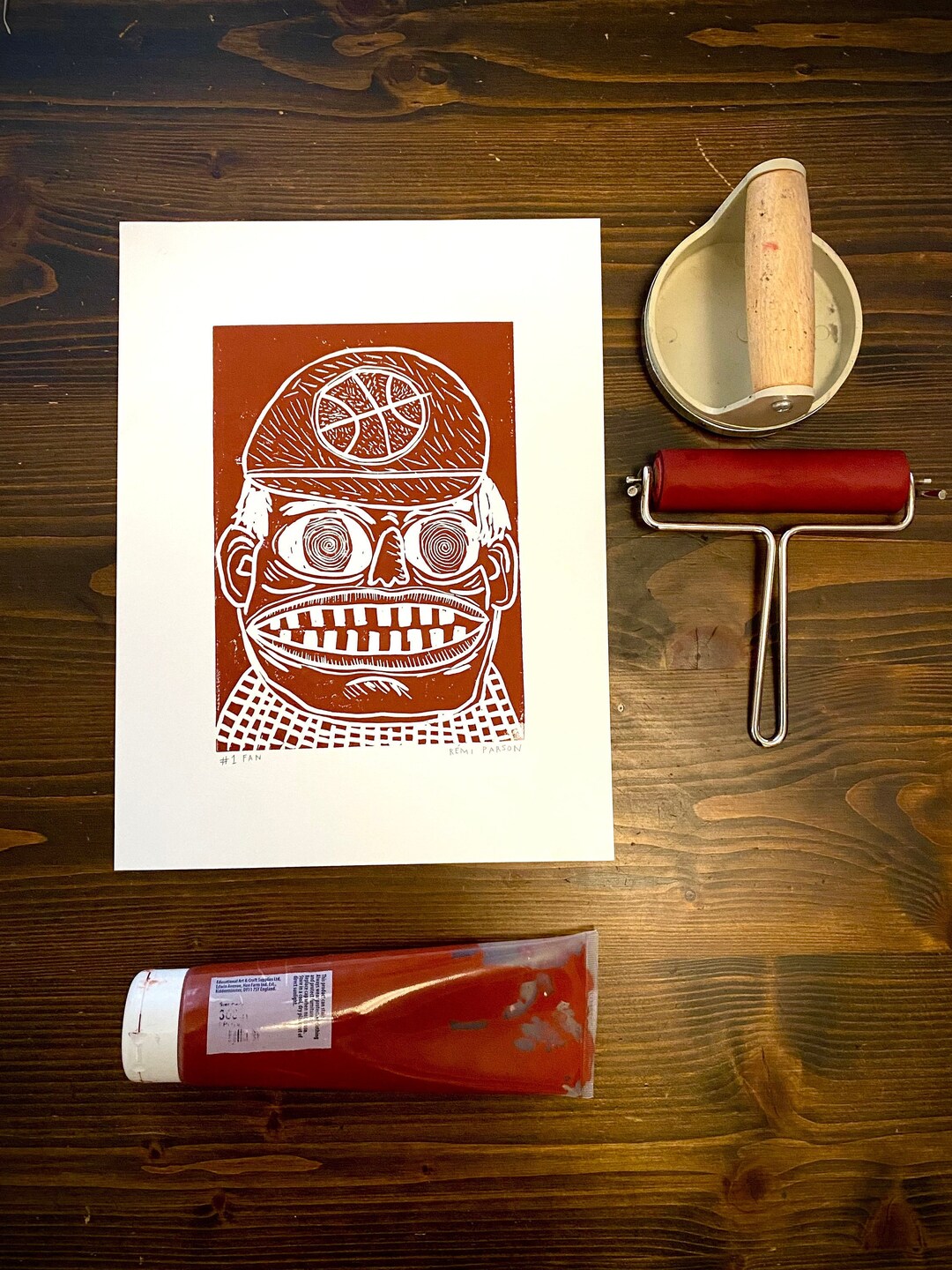 Number 1 Fan Linocut Print 24 X 32cm - Etsy