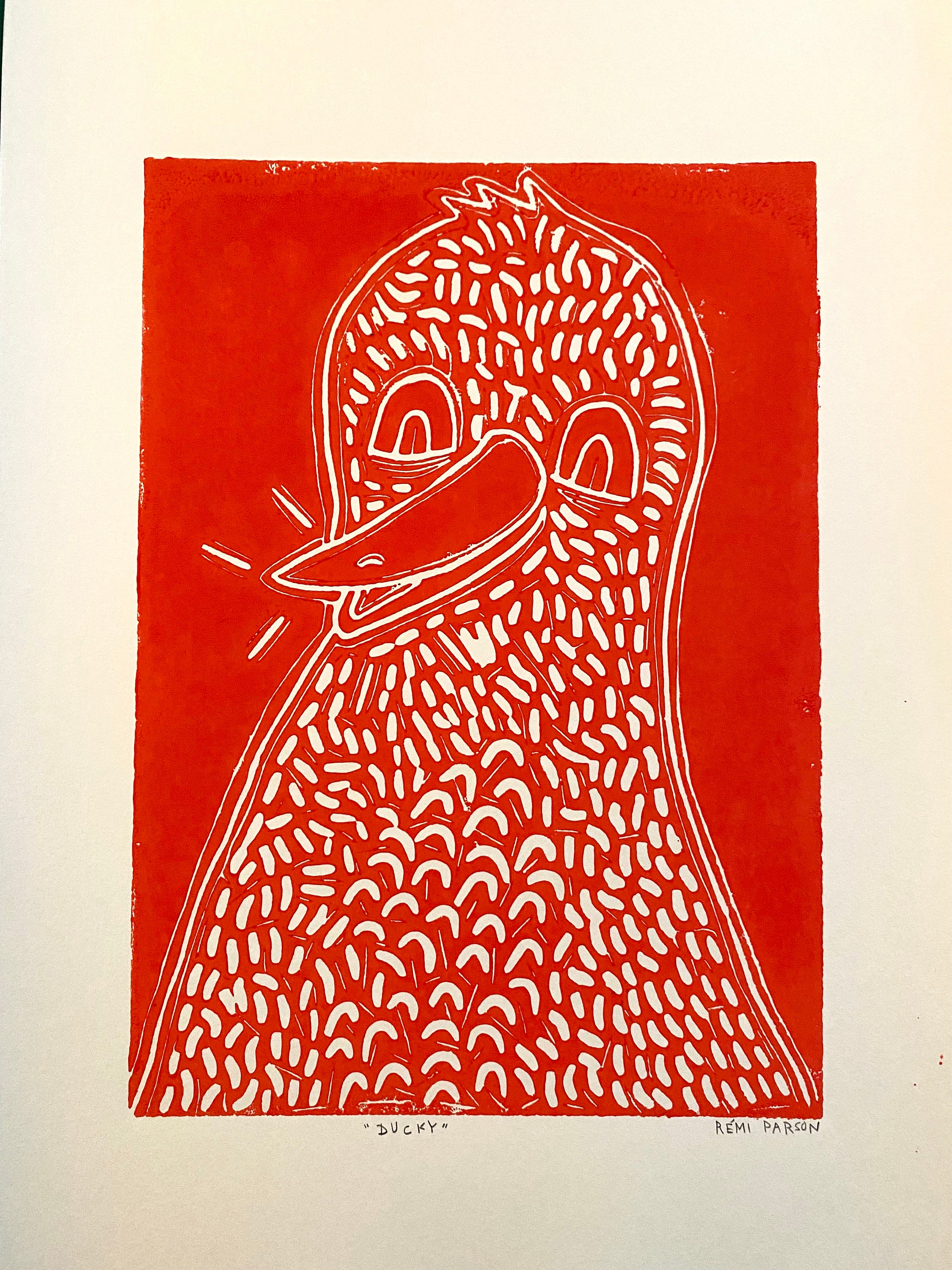 Ducky the Duck Handmade Relief Block Printing Linocut Poster (A3) - Etsy