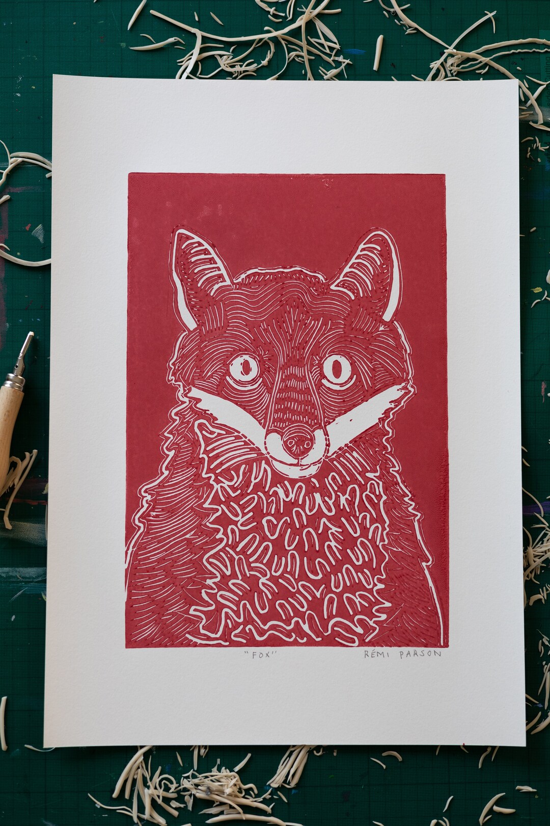 Fox the Fox Handmade Relief Block Printing Linocut Poster (A3) - Etsy