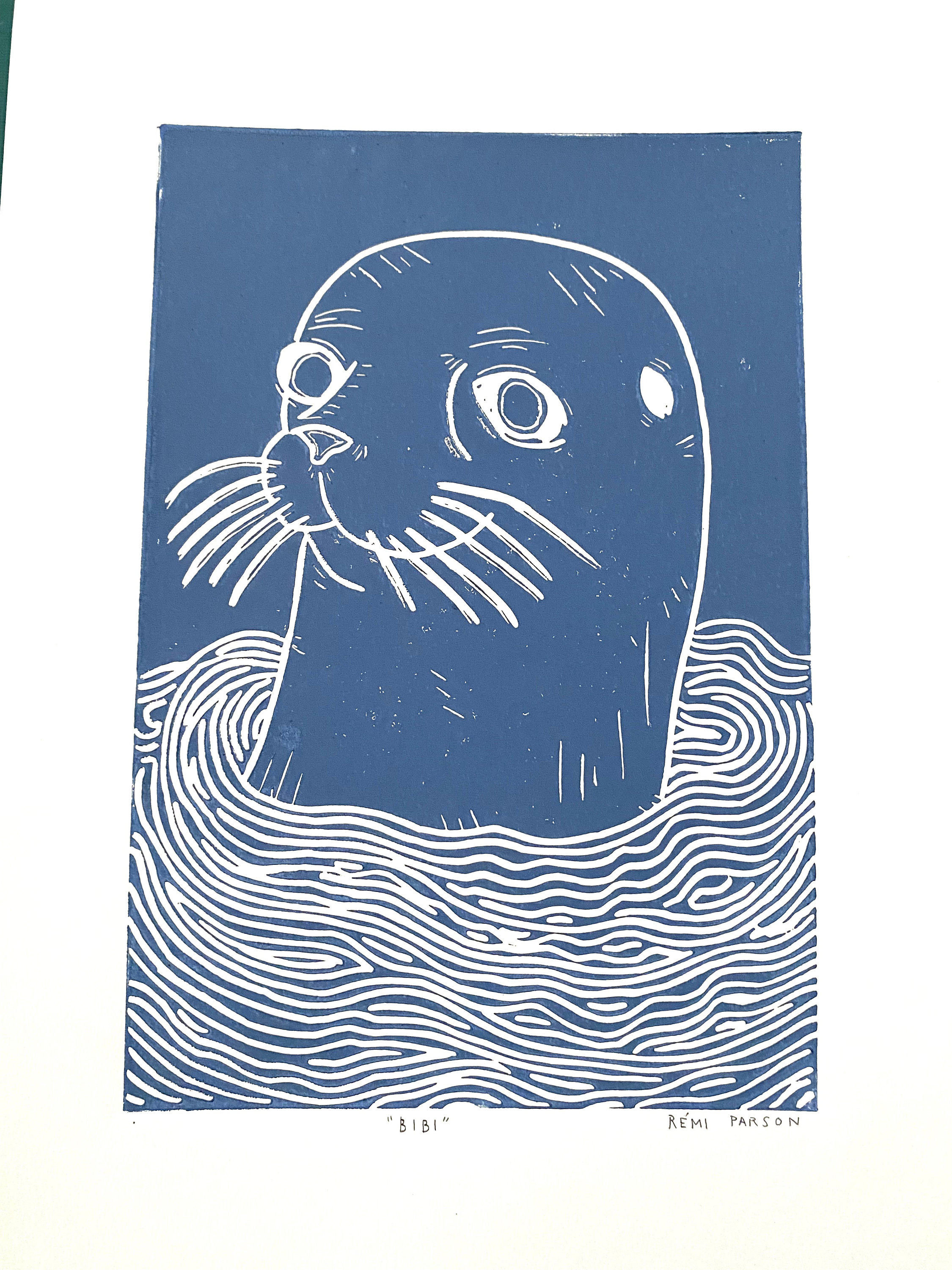Bibi the Seal Handmade Relief Block Printing Linocut Poster (A3) - Etsy