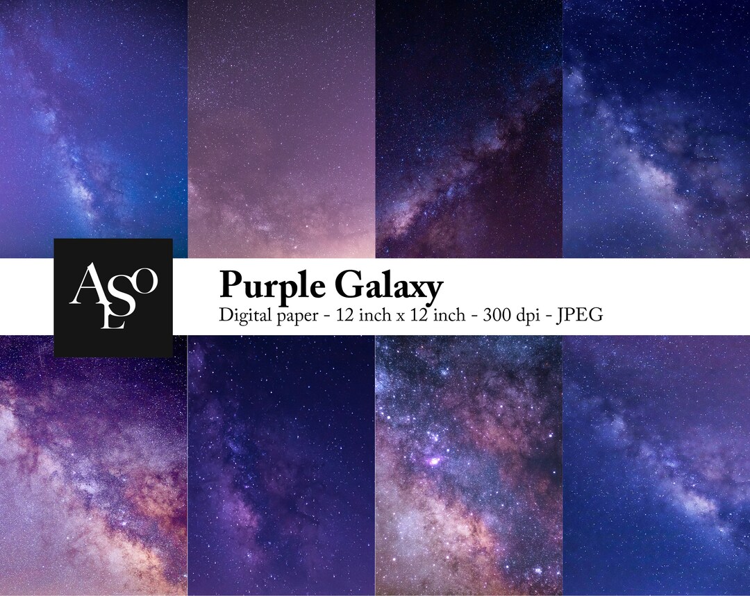 Purple Galaxy Space Starry Texture Digital Paper for - Etsy