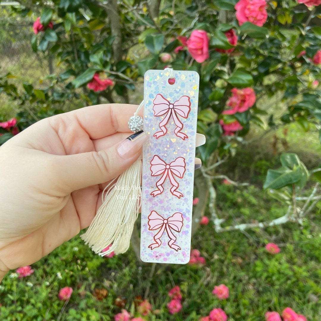 Coquette Bow Bookmark Bow Decor Gift for Her Pink Bow Bookmark Acrylic ...