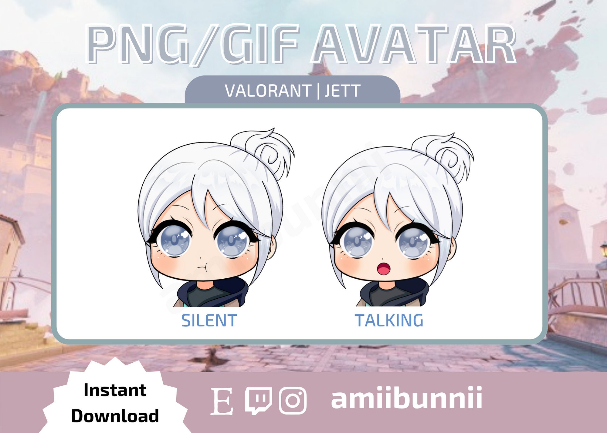 Animated Jett Pngtuber/giftuber Avatar - Ready to Use - Valorant Twitch ...