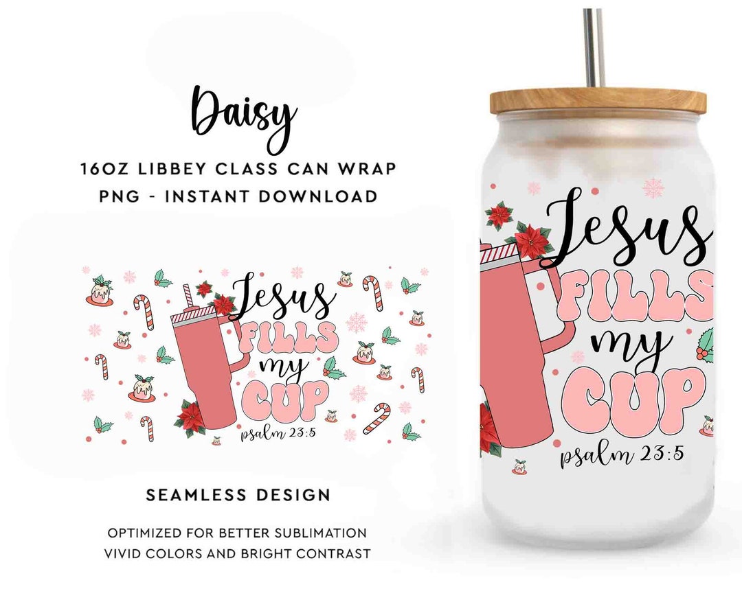 Christmas 16oz Libbey Glass Can Wrap PNG, Xmas 16oz Glass Can Wrap ...