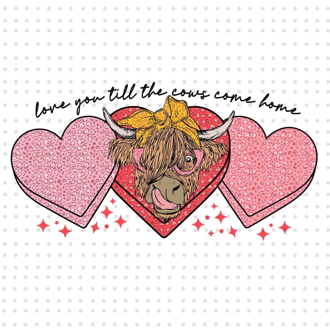Heifer Valentines PNG, Highland Cow Valentine Png, Valentine Day ...