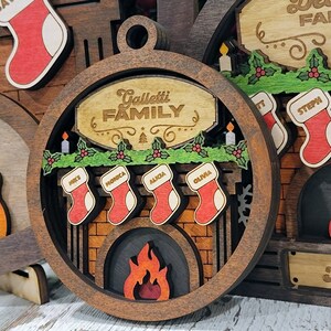 Personalized Fireplace Family Ornament, Custom Stockings With Family ...