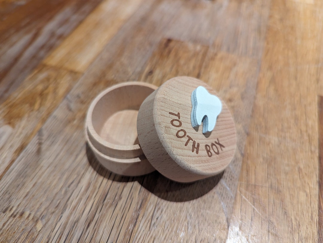 Wooden Tooth Box Tooth Collection Box Keepsake Trinket Box Tooth Fairy ...