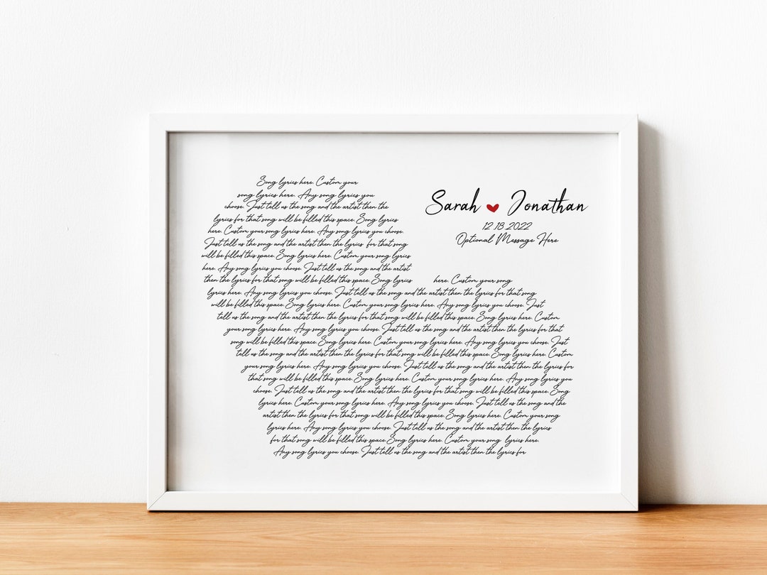 Custom Wedding Song Lyrics Print, Personalized First Dance Song ...