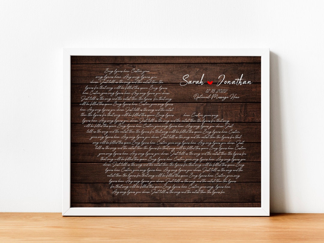 Custom Song Lyrics Wall Art, Framed Our First Dance Print , Wedding ...