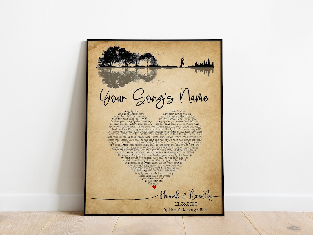 Custom Song Lyrics Print, Song Lyrics Wall Art, Personalized Gift ...