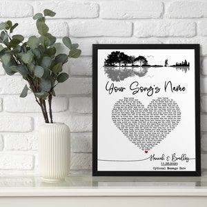 Personalized Wedding Song Lyric Wall Art | Anniversary Gift for Mom ...
