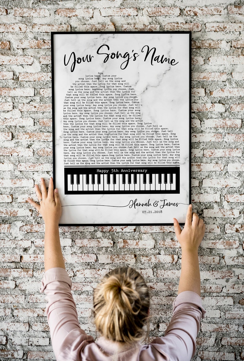 Custom Song Lyric Print Poster, Personalized Wedding Gift, Favorite ...