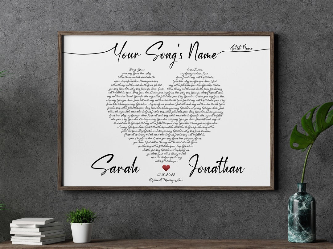 Personalized Wedding Song Lyrics Wall Art, Custom Song Lyric Print ...