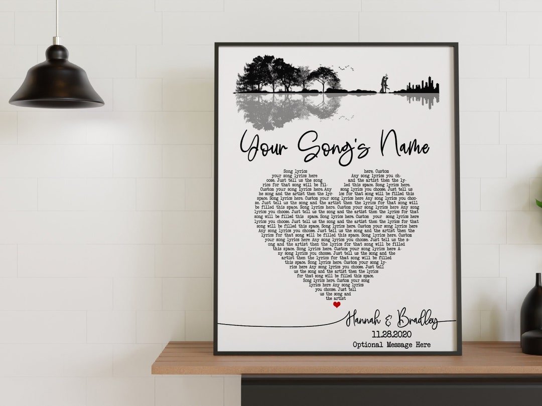 Personalized Wedding Song Lyric Wall Art | Anniversary Gift for Mom ...