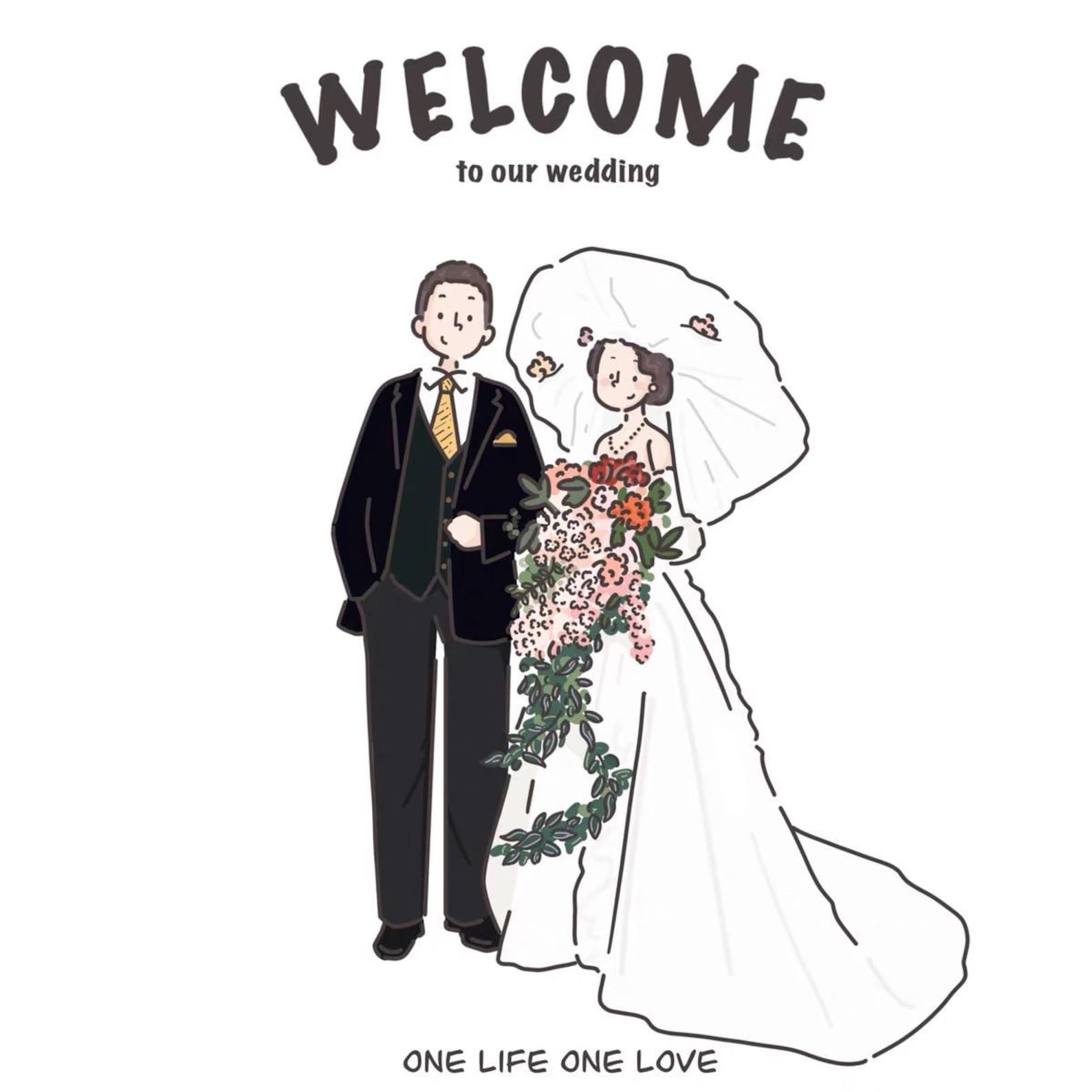 Personalised Wedding Digital Portrait | Simple Snoopy Style ...