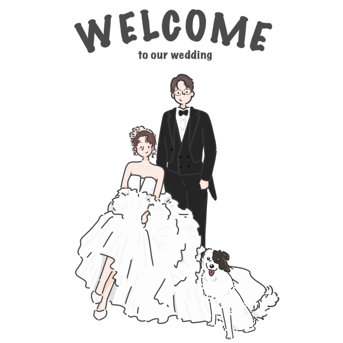 Personalised Wedding Digital Portrait | Simple Snoopy Style ...