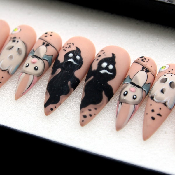 Hand Painted Fake Nails - Etsy