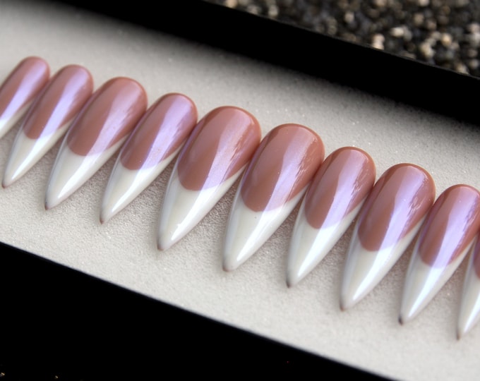 Chrome Frenchies | Silver Chrome Presson Nails| Chrome French Tips ...