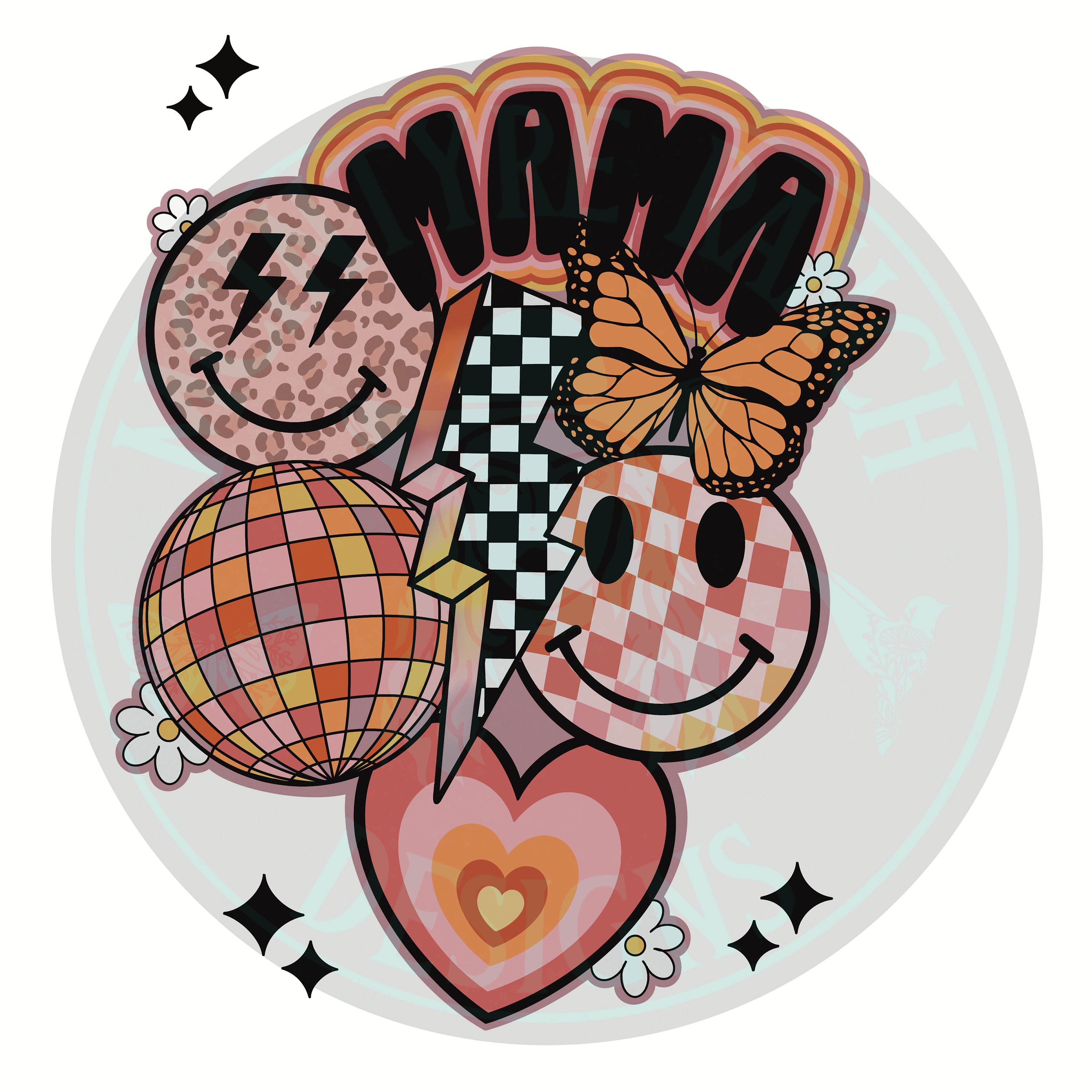 Disco Butterfly Mama | PNG - Etsy