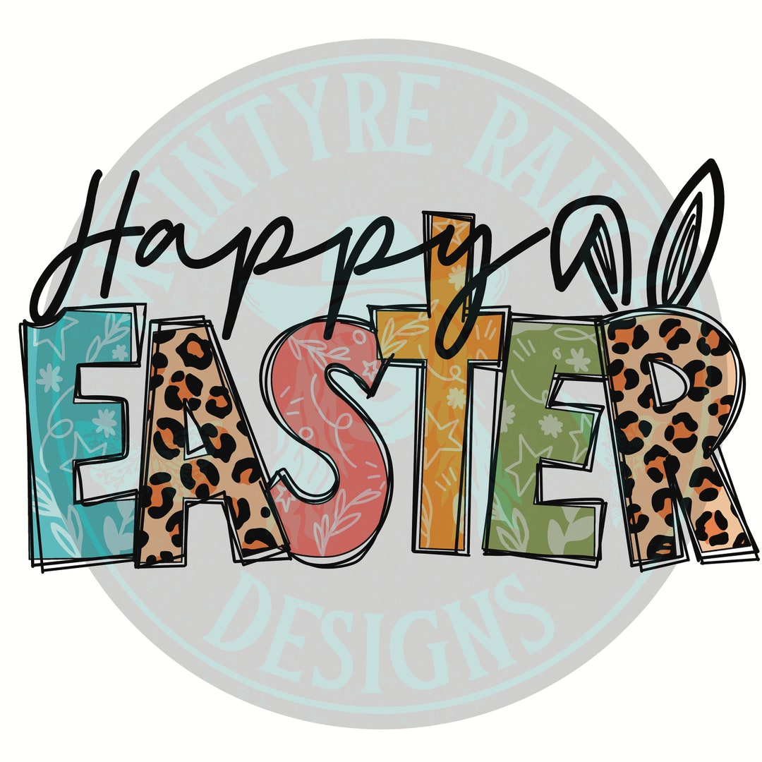 Happy Easter Cheetah Cross & Bunny Ears | PNG | Digital Download - Etsy