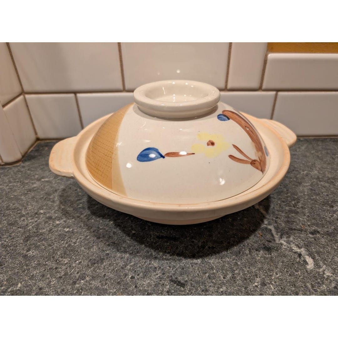 Vintage Ceramic Hot Pot With Lid Hand Painted Floral Design NOS - Etsy